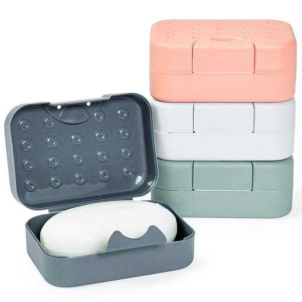 4-pk Soap Holder Travel Cases, Plastic Portable Soap Saver Set (4 Colors)