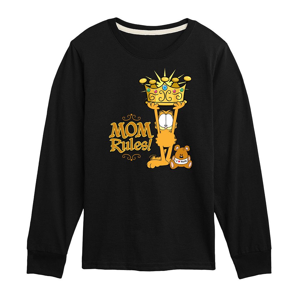 Boys 8-20 Garfield Mom Rules Long Sleeve