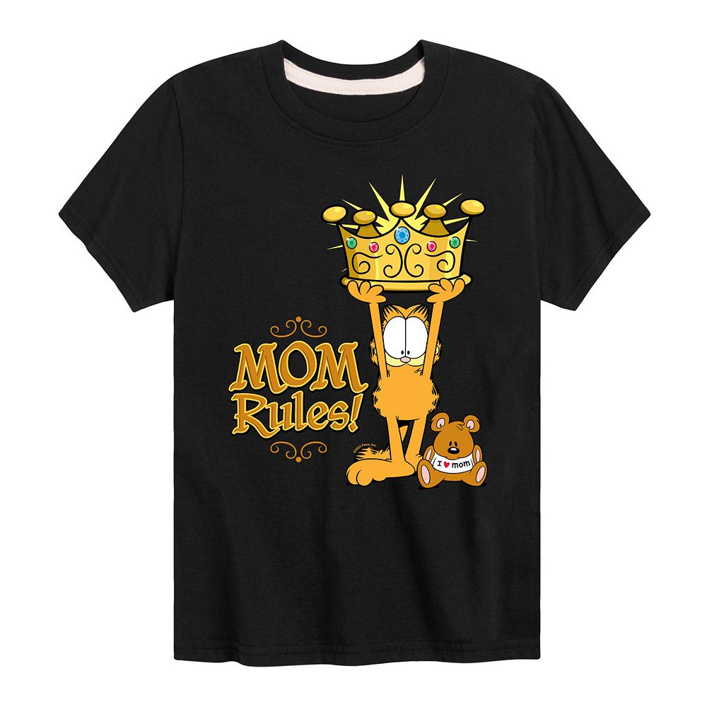 Boys 8-20 Garfield Mom Rules Graphic Tee