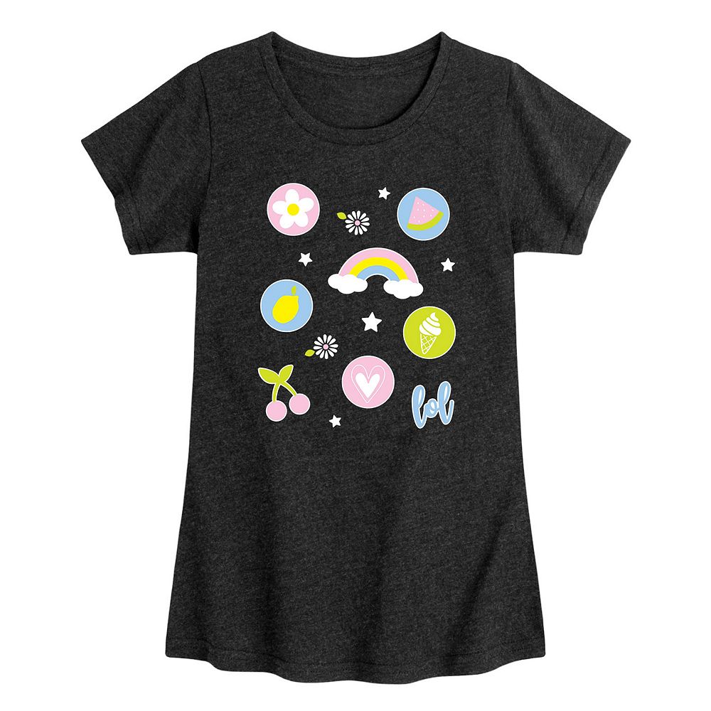 Girls 7-16 Scattered Spring Buttons Graphic Tee