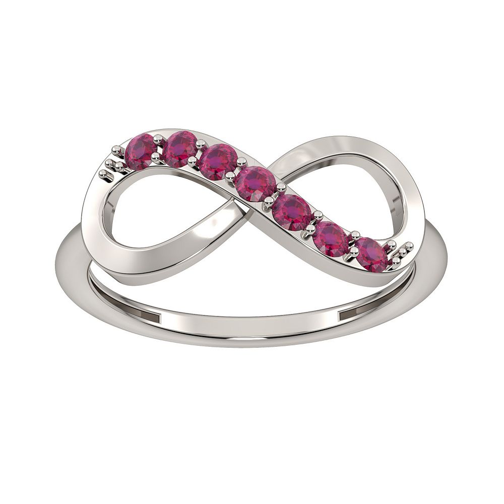 Sterling Silver Lab-Created Ruby Infinity Right Hand Ring
