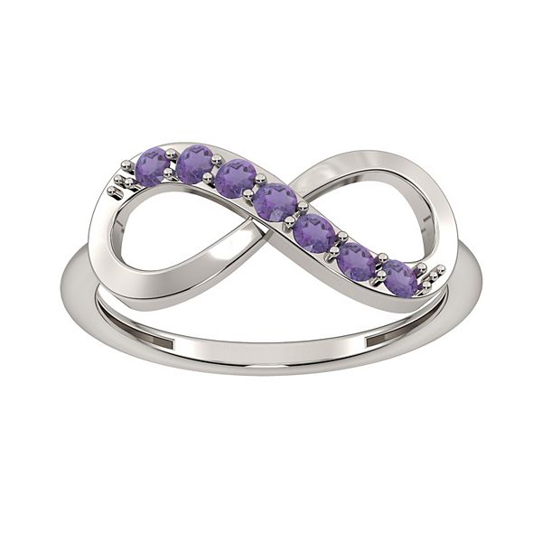 Sterling Silver Amethyst Infinity Right Hand Ring