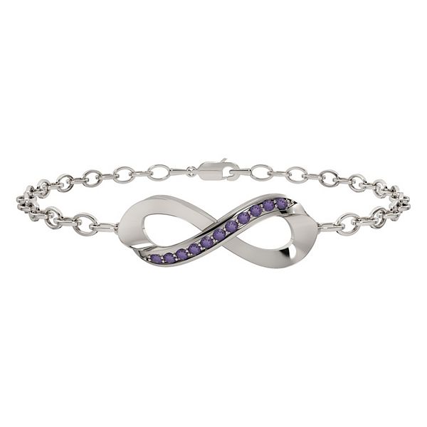 Sterling Silver Amethyst Infinity Bracelet