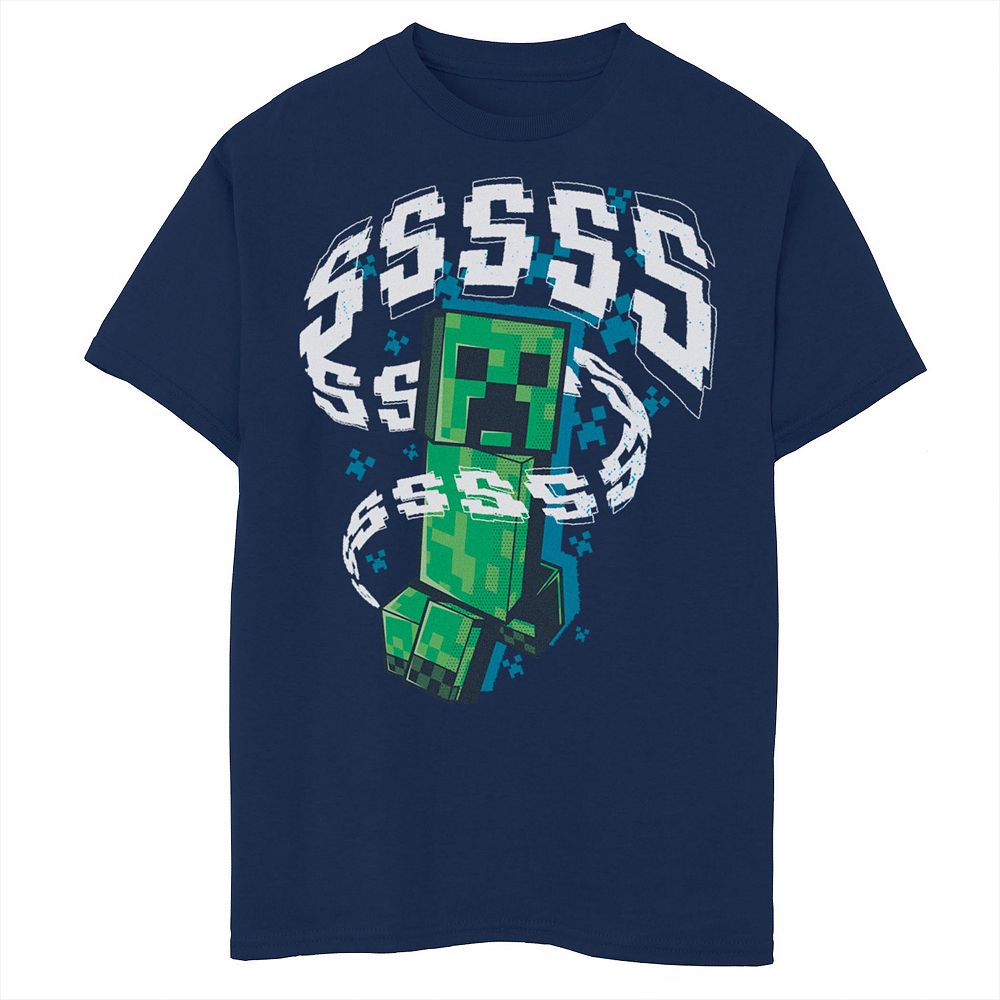 Boys 8-20 Minecraft Creeper "SSSS" Noise Portrait Graphic Tee