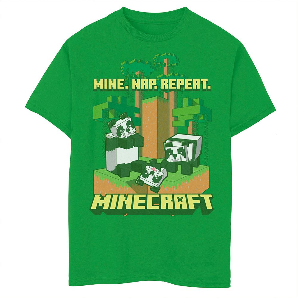 Boys 6-20 Minecraft Pandas Mine Nap Repeat Tee