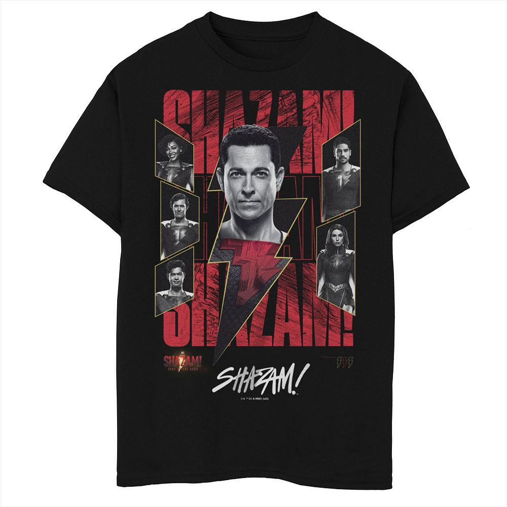 Boys 6-20 DC Comics Shazam! Fury Of The Gods Shazam! Six Poster Graphic Tee