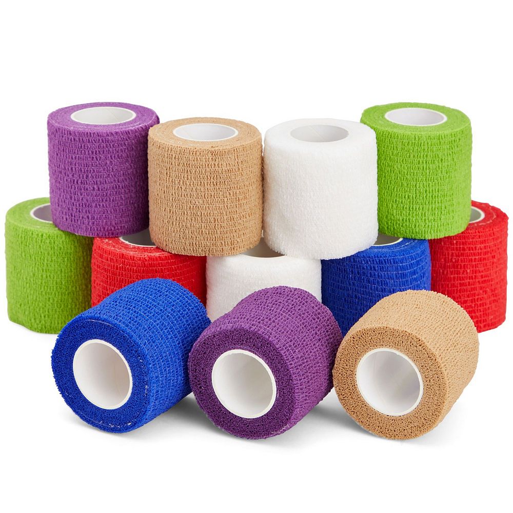 12 Pack Self Adherent Bandage Wrap Cohesive Tape for People, Pets, 2" x ...