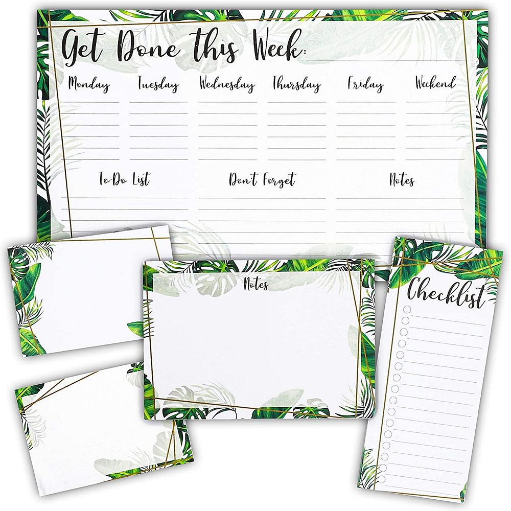 Set of 5 Sticky Note: Weekly Plan Pad, Checklist, Note Pads, Tropical ...