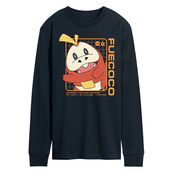 Men's Pokemon Fuecoco Stats Long Sleeve Graphic Tee