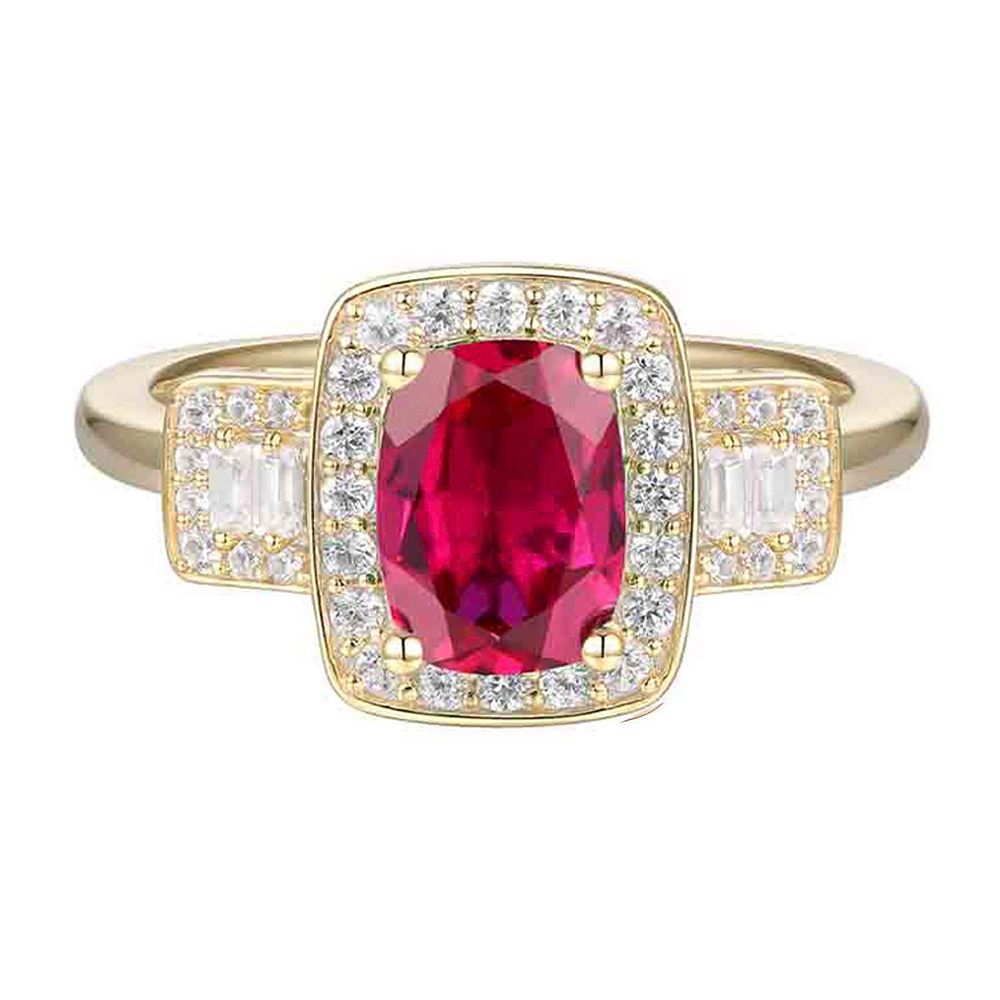14k Gold Over Silver Lab-Created Ruby & Lab-Created White Sapphire Ring