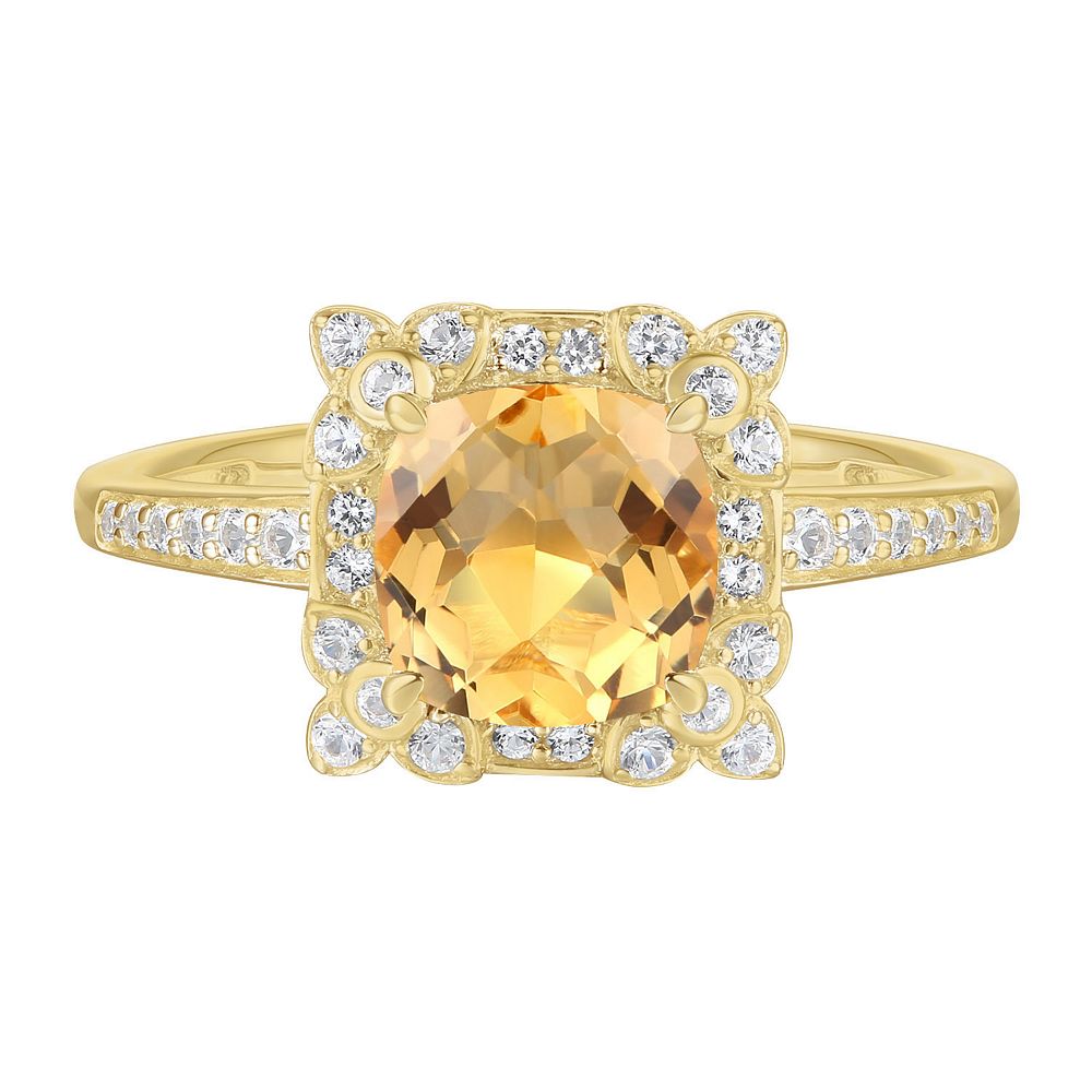MASTERPIECE 14k Gold Over Silver Citrine, Lab-Created White Sapphire ...
