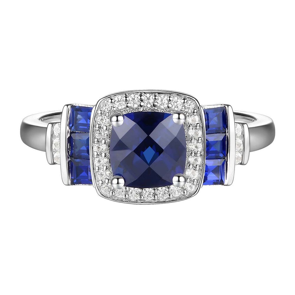 Sterling Silver Lab-Created Sapphire, Lab-Created White Sapphire ...