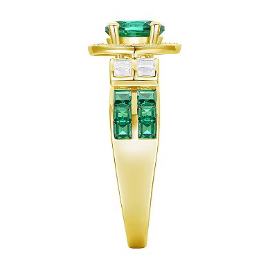 14k Gold Over Silver Lab-Created Emerald & Lab-Created White Sapphire ...