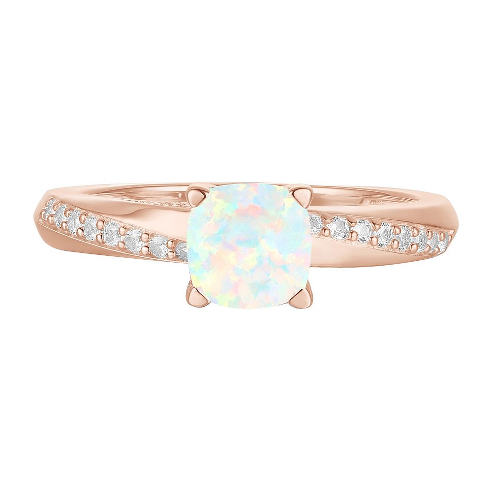 MASTERPIECE 14k Rose Gold Lab-Created Opal & Lab-Created White Sapphire ...