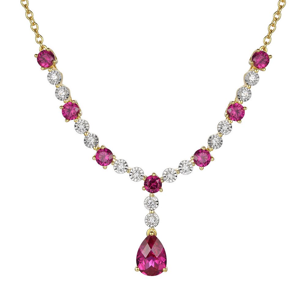 MASTERPIECE 14k Gold Over Silver Lab-Created Ruby Teardrop Necklace