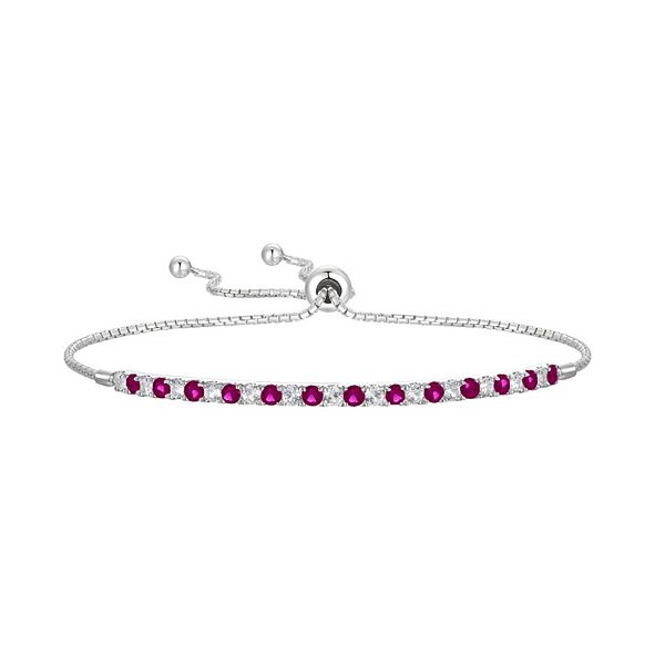 Sterling Silver Lab-Created Ruby & White Sapphire Bracelet