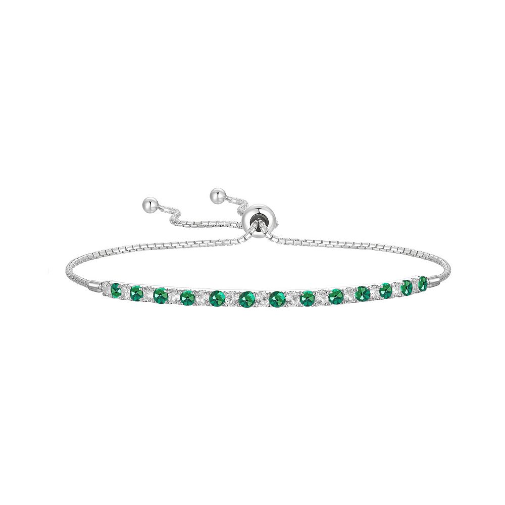 MASTERPIECE Sterling Silver Lab-Created Emerald & White Sapphire Bracelet
