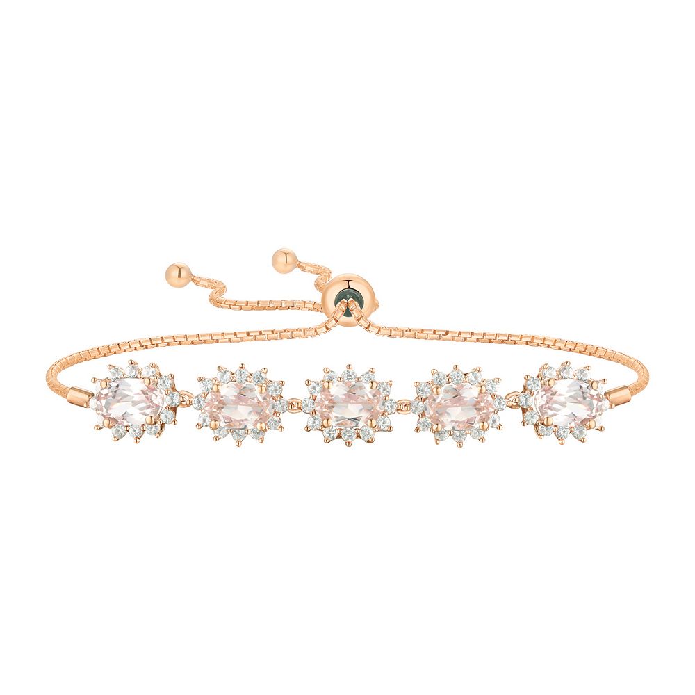 MASTERPIECE 14k Rose Gold Over Silver Lab-Created Morganite & White ...