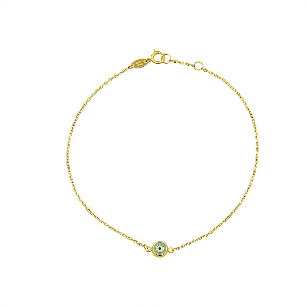 Forever 14K 14k Gold Enamel Evil Eye Chain Bracelet