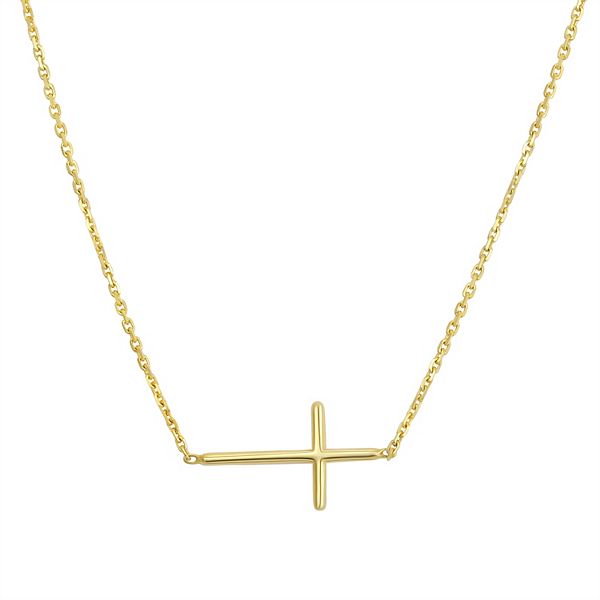Forever 14k Gold Sideways Cross Necklace