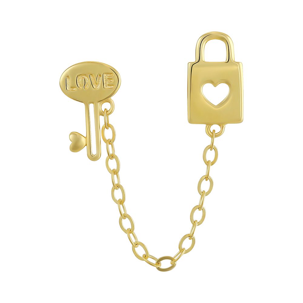 Forever 14K 14k Gold Chain Lock & Key Single Earring