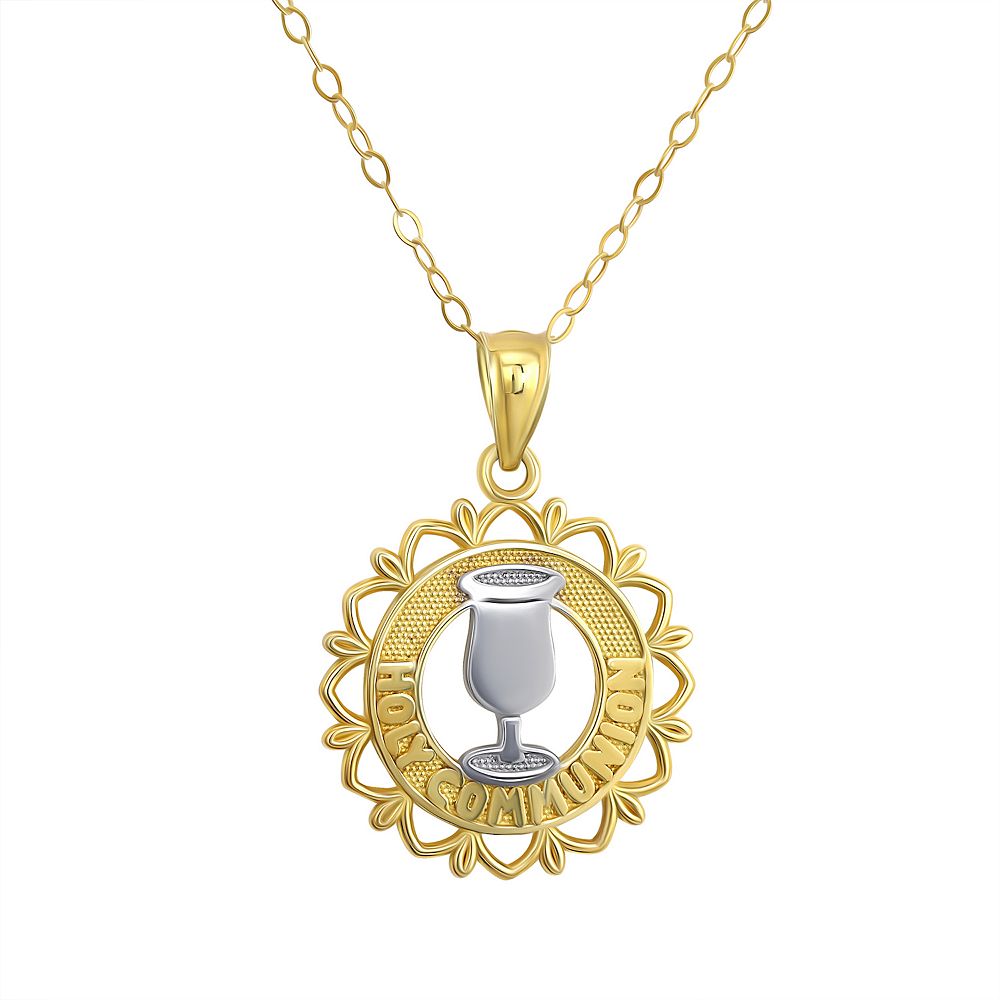 Forever 14k Gold Two-Tone Holy Communion Pendant Necklace
