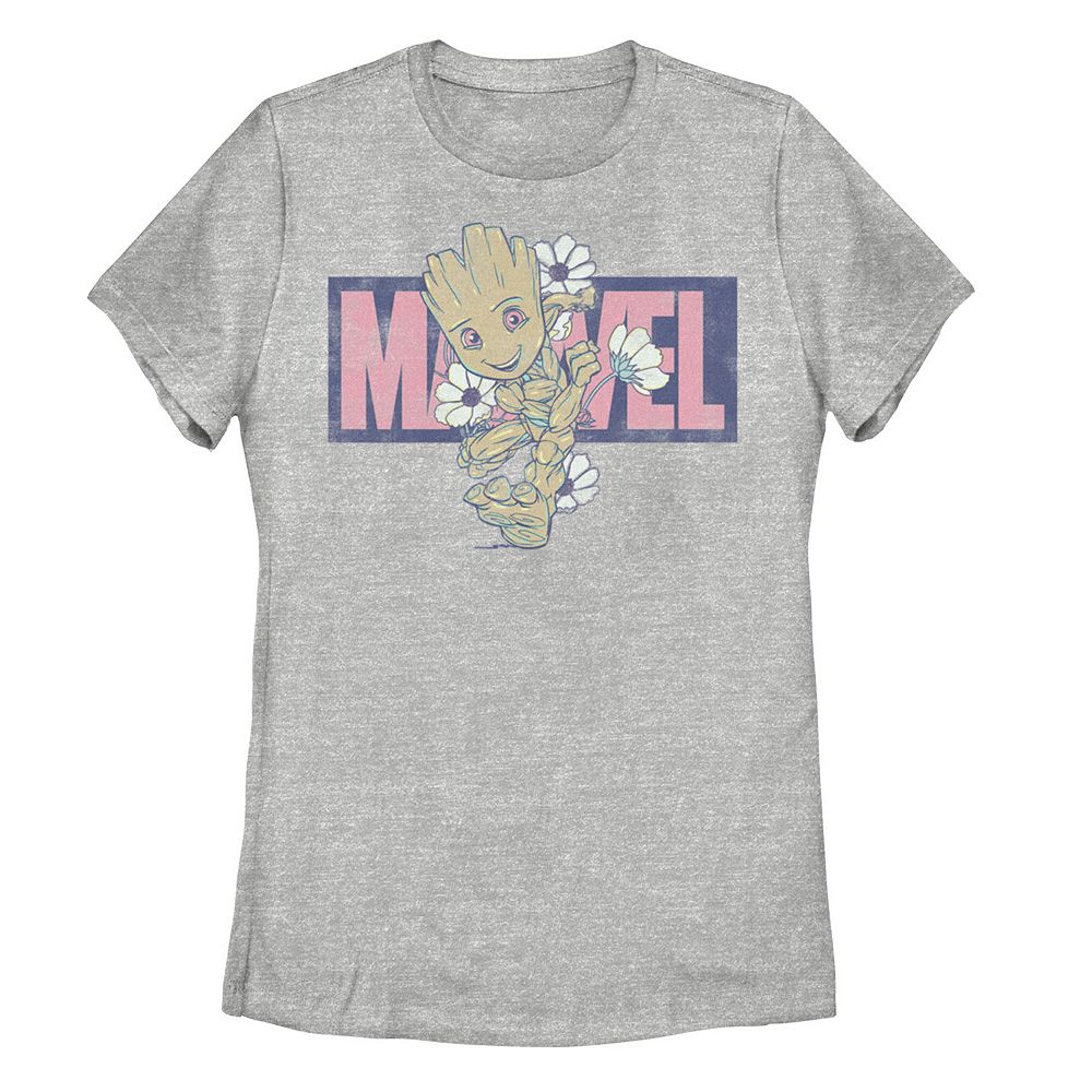 Juniors' Guardians Of The Galaxy Groot Running Floral Graphic Tee
