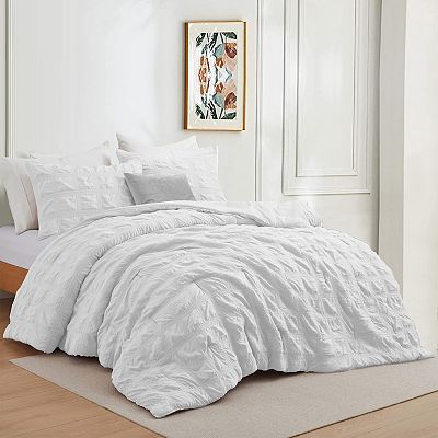 Unikome All Season 3 Piece Bubble Ruched Down Alternative Comforter Set