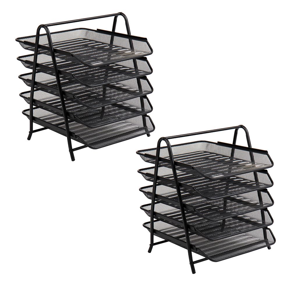 Mind Reader 5-Tier Metal Mesh Paper Tray Desktop Organizer 2-pc.