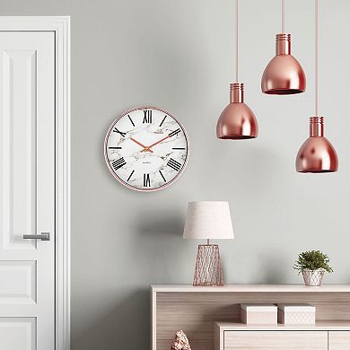 mDesign Modern Wall Clock for Office, Bedroom, Kitchen - Rose Gold ...