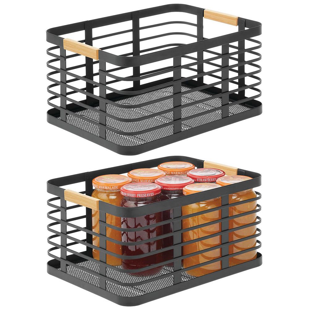 mDesign Metal Wire Rustic Large Food Storage Bin Basket - 2 Pack ...
