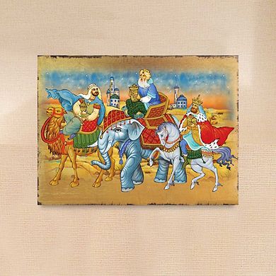 G.Debrekht Three Kings Block Wooden Gold Plated Religious Christian ...