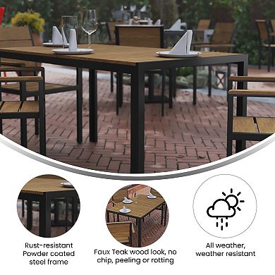 Emma and Oliver Fena 55" x 31" Outdoor Dining Table with Faux Teak Poly ...