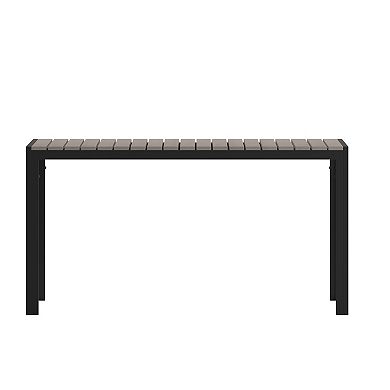 Emma and Oliver Fena 55" x 31" Outdoor Dining Table with Faux Teak Poly ...