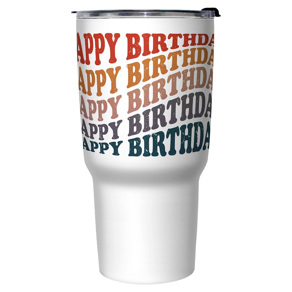 Happy Birthday Wave Text 27-oz. Stainless Steel Travel Mug