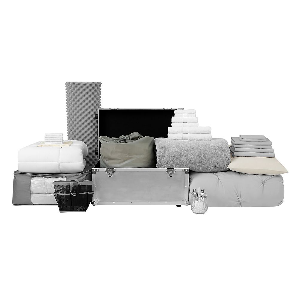 Ultimate College Dorm Supplies Pack - Twin XL Bedding Set with Pin Tuck ...