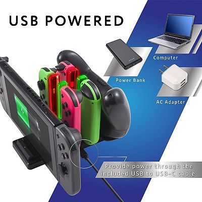 Insten Charger for Nintendo Switch OLED Model Joycon and Pro Controller
