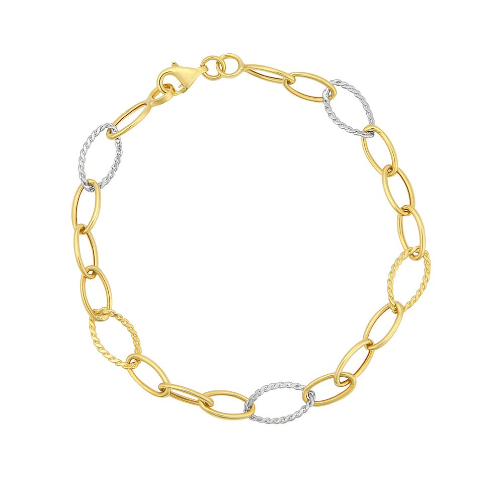 Taylor Grace 10k Gold Two-Tone Oval Link Bracelet Taylor Grace 10k Gold Two-Tone Oval Link Bracelet