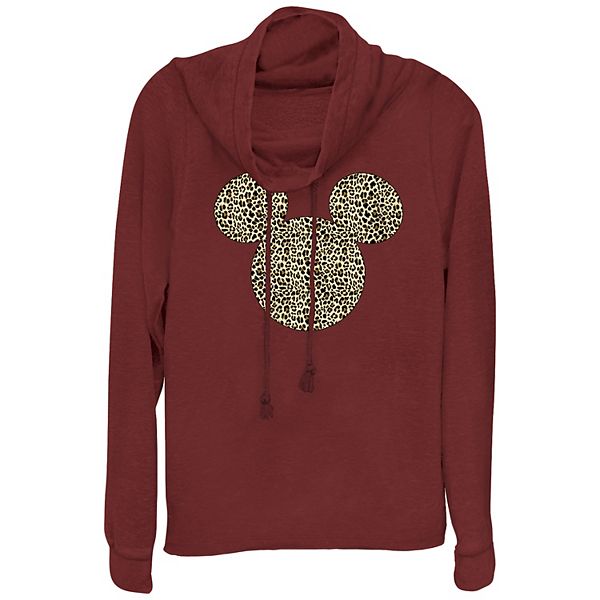 Disney's Mickey Mouse Cheetah Print Silhouette Fill Juniors' Cowlneck ...