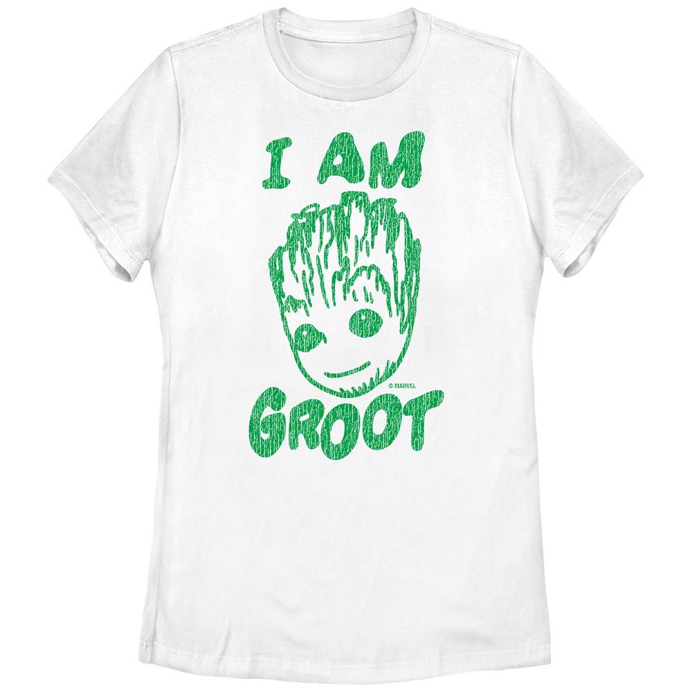 Juniors' Marvel Guardians Of The Galaxy I Am Groot Logo Graphic Tee