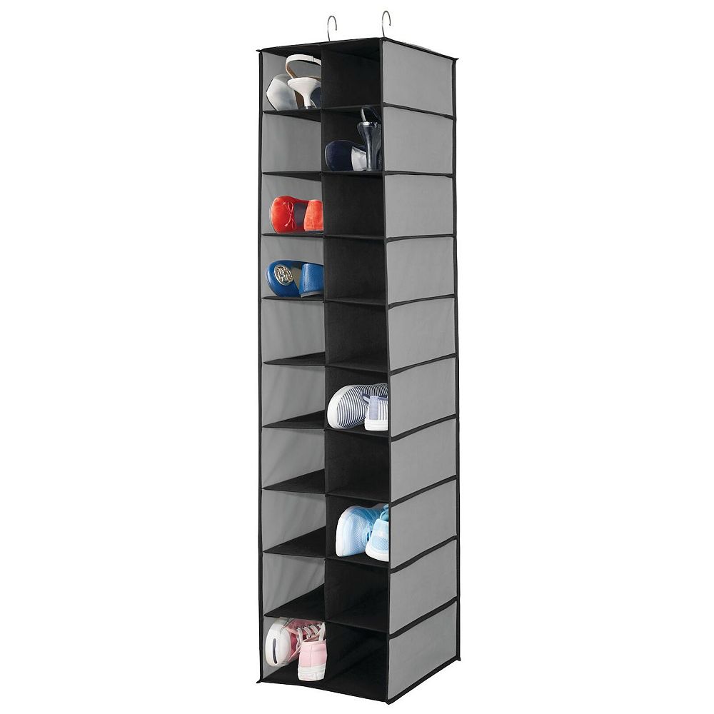 mDesign Large 20 Shelf Fabric Over Rod Closet Hanging Storage Unit ...