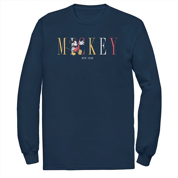 Disney's Mickey Mouse Big & Tall Waving Colorful Letters Long Sleeve