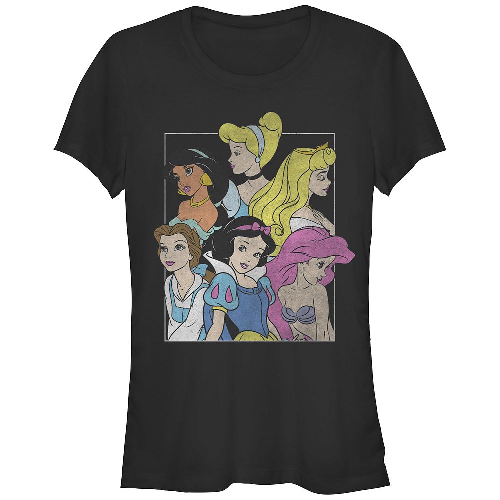 Disney Princesses Juniors' Distressed Box Fitted Graphic Tee