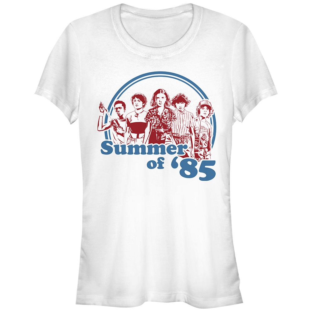 Juniors' Stranger Things Summer Of '85 Group Shot Fitted Graphic Tee