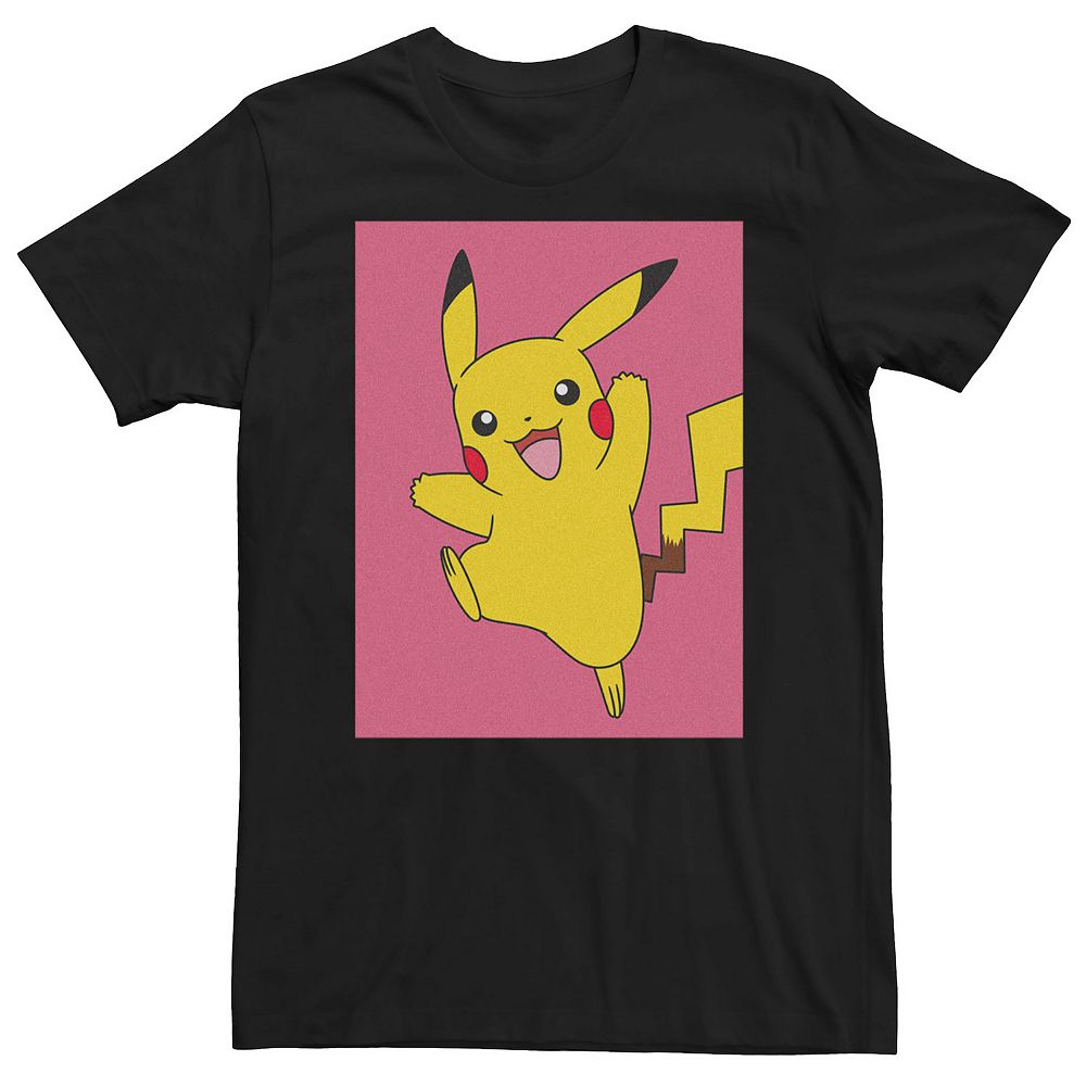 Big & Tall Pokemon Pink Boxed Up Pikachu Leap Graphic Tee