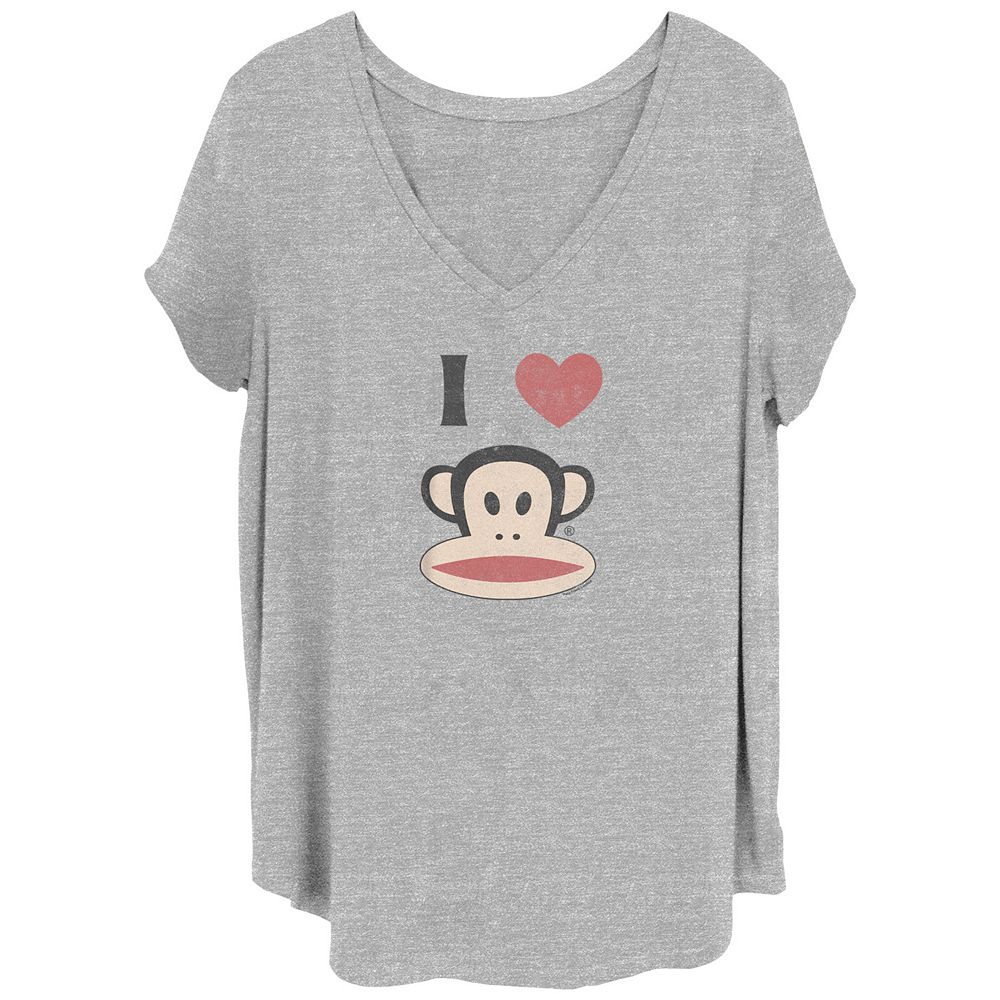 Juniors' Plus Size Paul Frank I Love Julius The Monkey V-Neck Graphic Tee