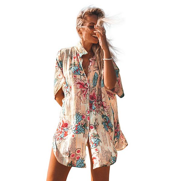 Women's Cupshe Floral Print Buttoned Cover Up