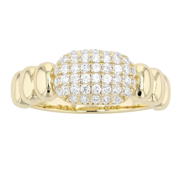 14k Gold Over Sterling Silver Cubic Zirconia Pave Scalloped Ring