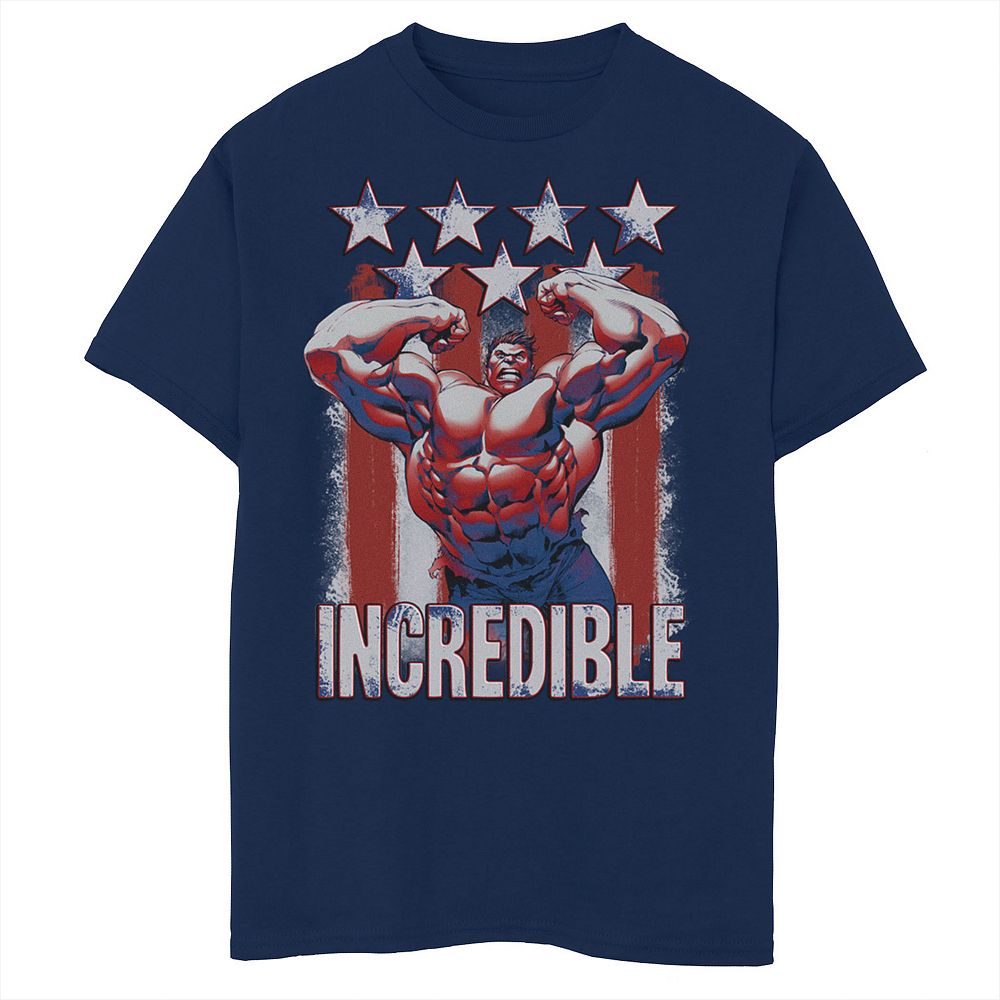 Boys Marvel Hulk Incredible Stars and Stripes Graphic Tee
