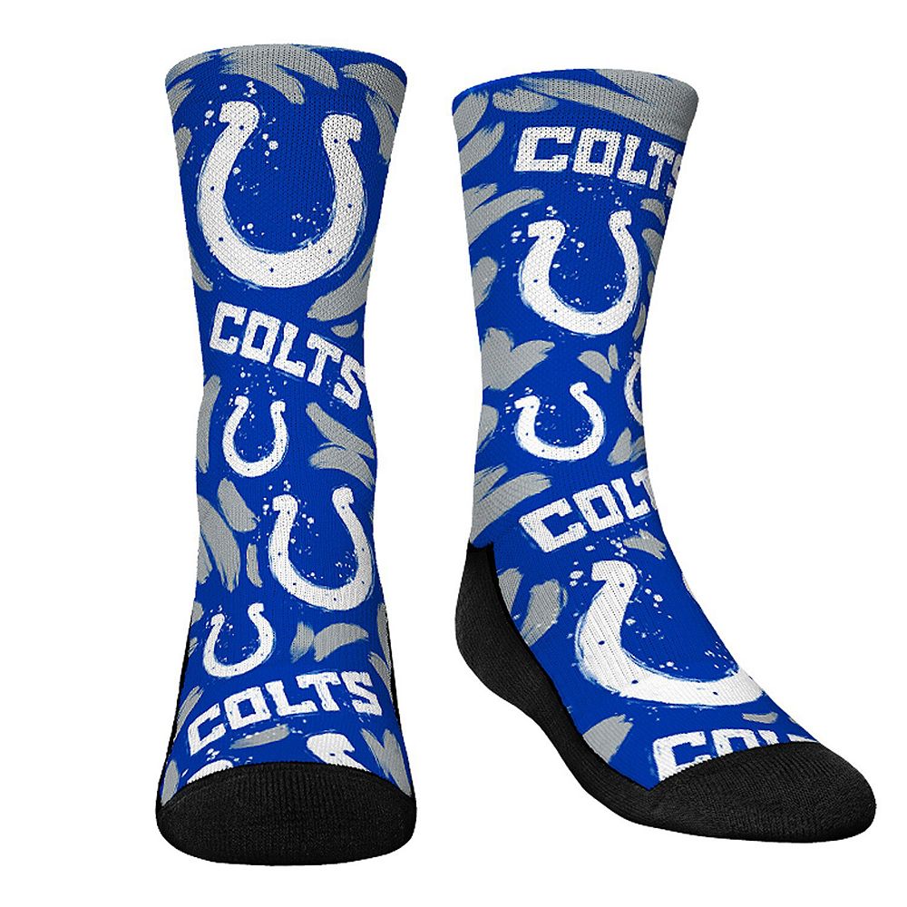 Youth Rock Em Socks Indianapolis Colts Allover Logo & Paint Crew Socks